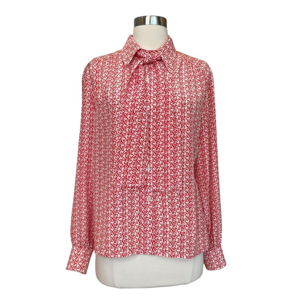 Celine Red Logo Silk Shirt - Gem